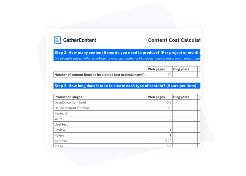 Content Cost Calculator GatherContent